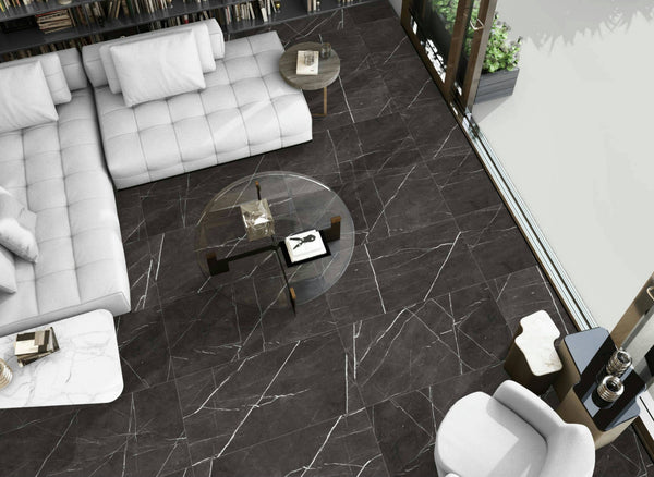 PIETRA NERA Black Porcelain Tile Flooring near me. Showroom in North ...